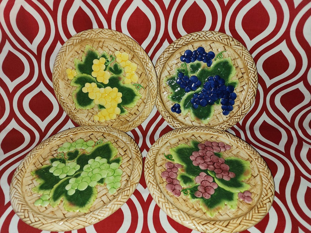 Set of 4 the Vineyard Collectio Grape Plates - Vintage Home Decor - Etsy