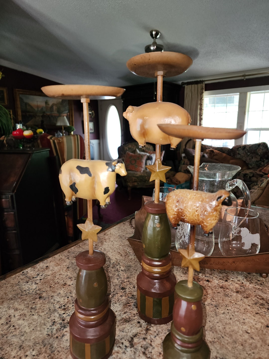 Vintage Set of Three Farm Life Country Decor Candle Pedestals Farm ...