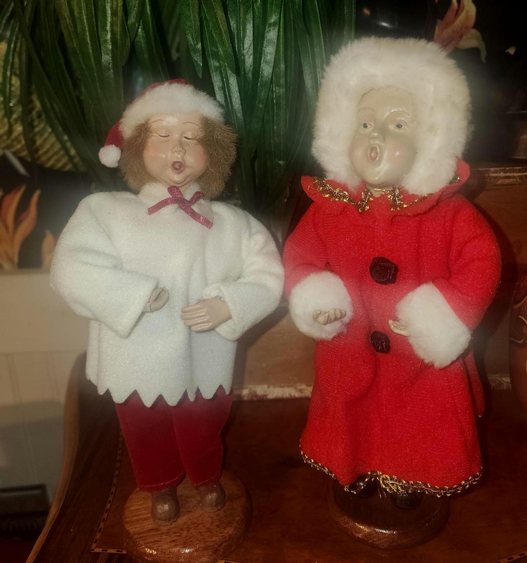 Santas Workbench Christmas Singing Carolers Man and Woman Couple 12 ...