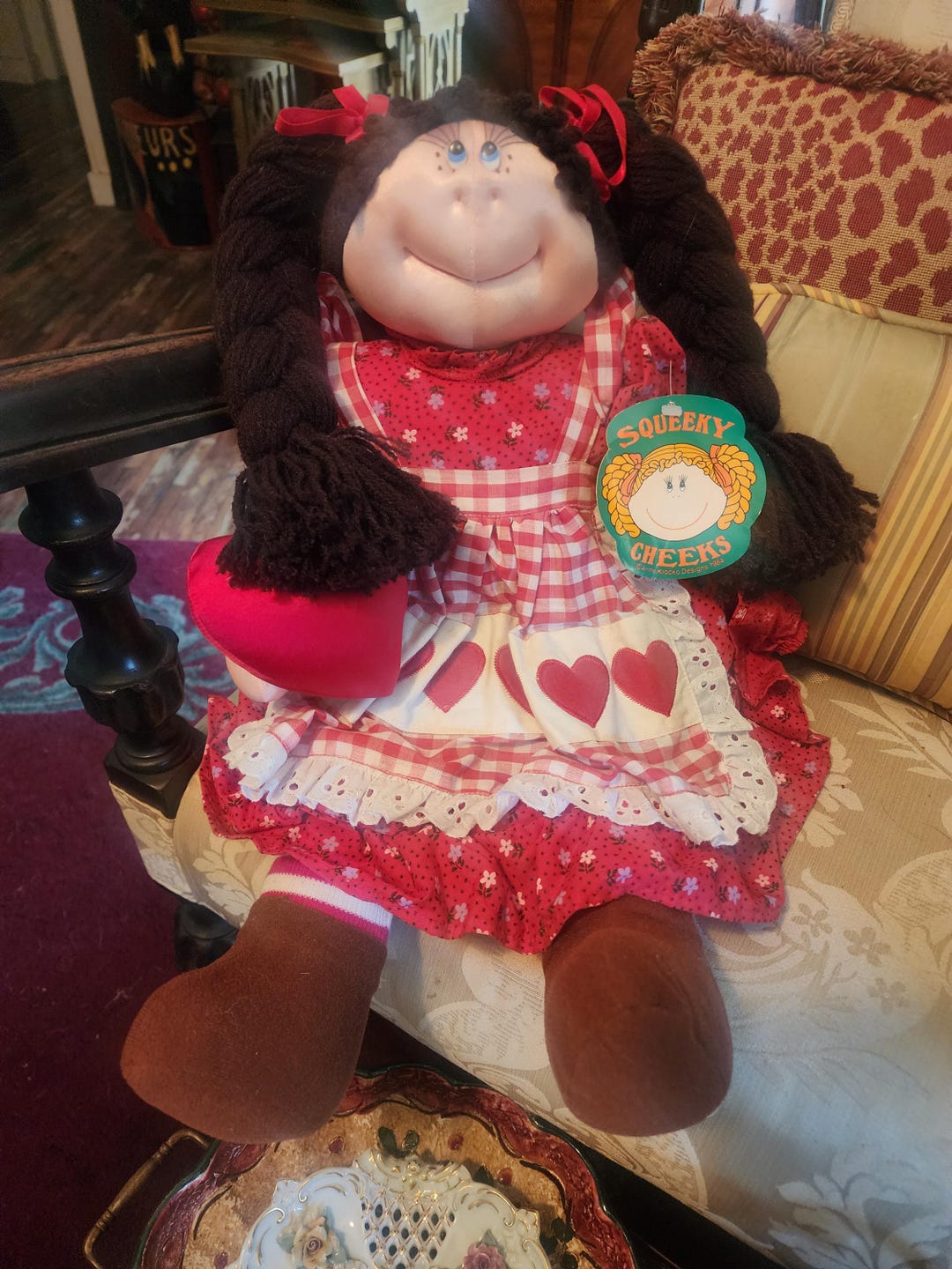 Vintage Squeeky Cheeks Soft Cloth Doll by Dakin 1984 Country Hearts ...