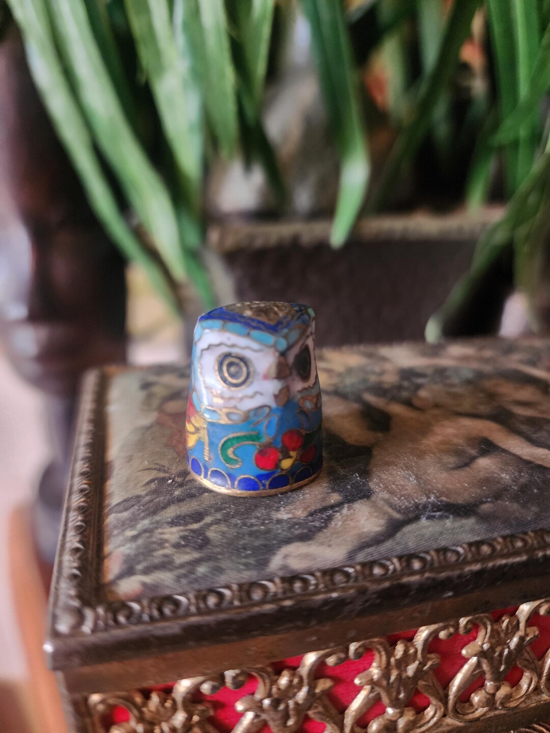Vintage Cloisonne Owl Bird Thimble - Etsy