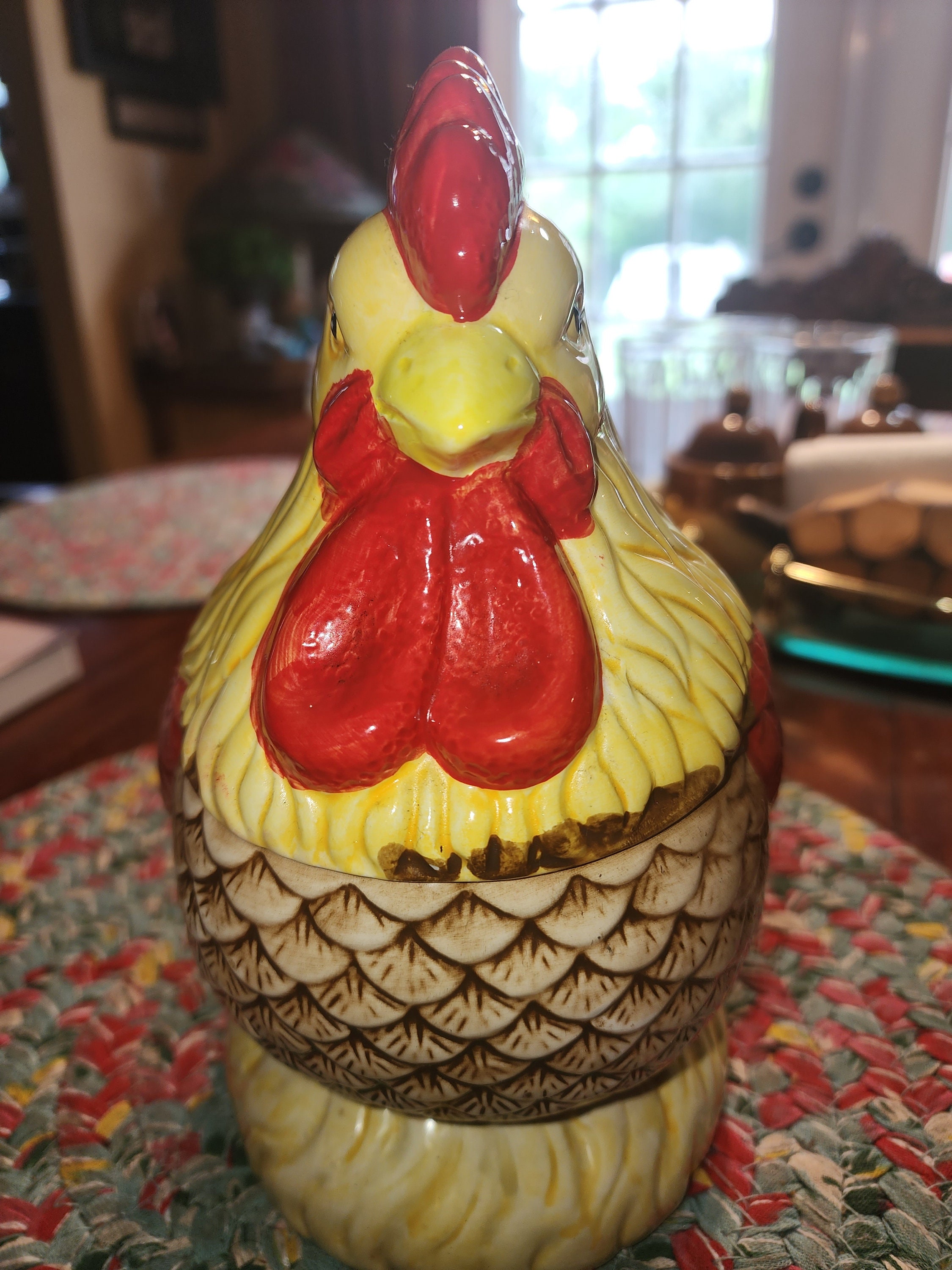 Hen Rooster Chicken Covered Bowl / Cookie Jar - Etsy