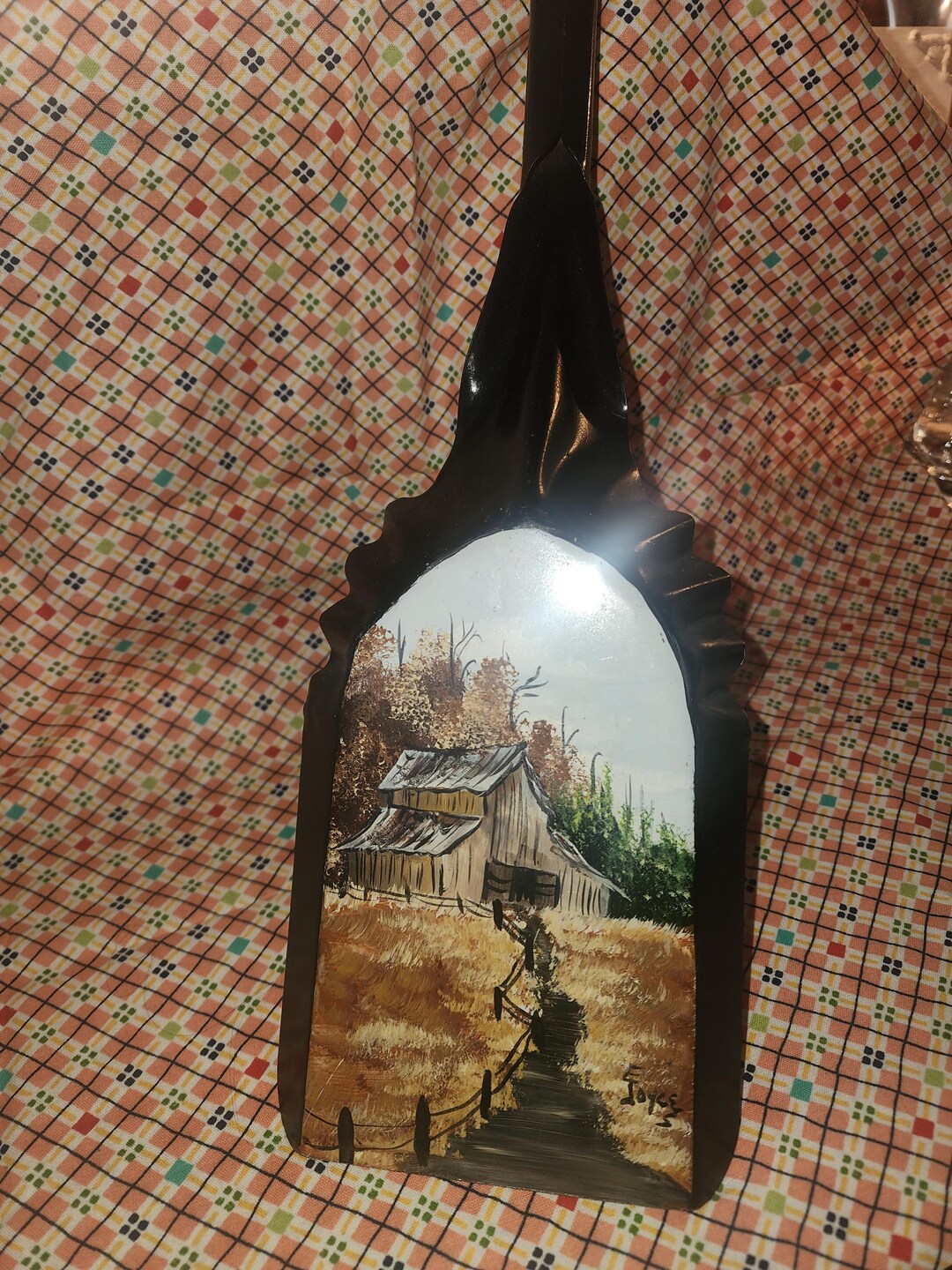 Folk Art Painting on Ash Shovel: Barn Scene Signed Hand Painted 19x5 - Etsy