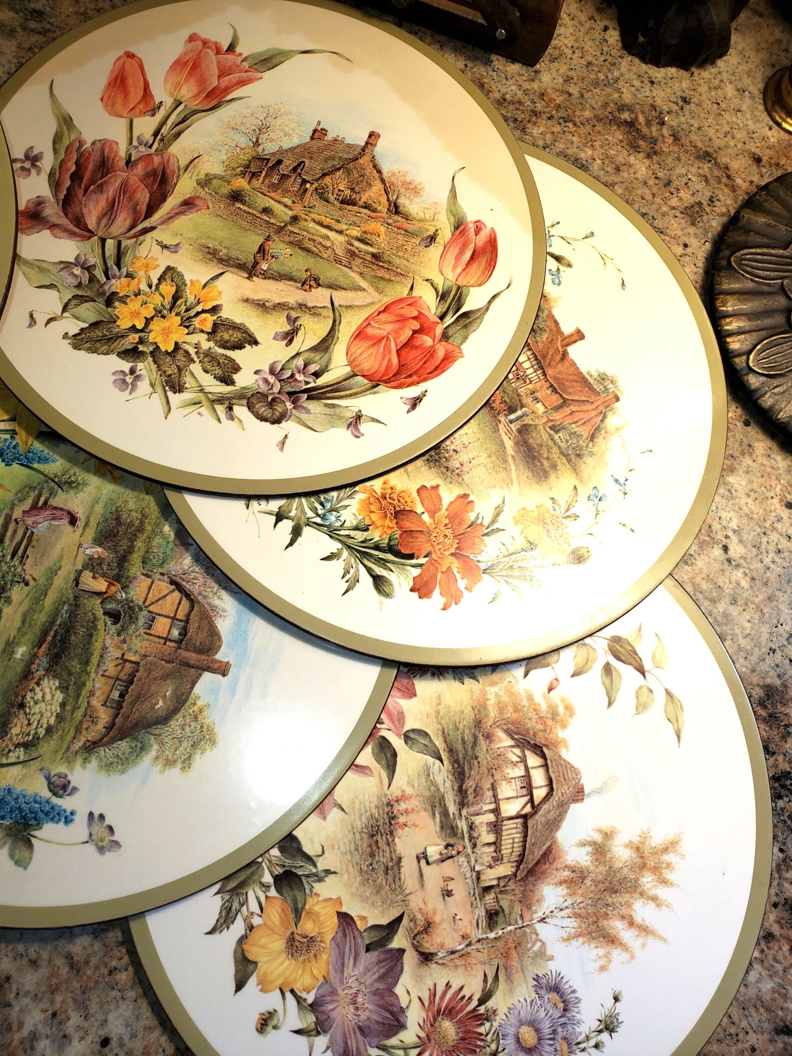 Pimpernel Round Placemats, British Country Scenes Serving Mats, Cork ...