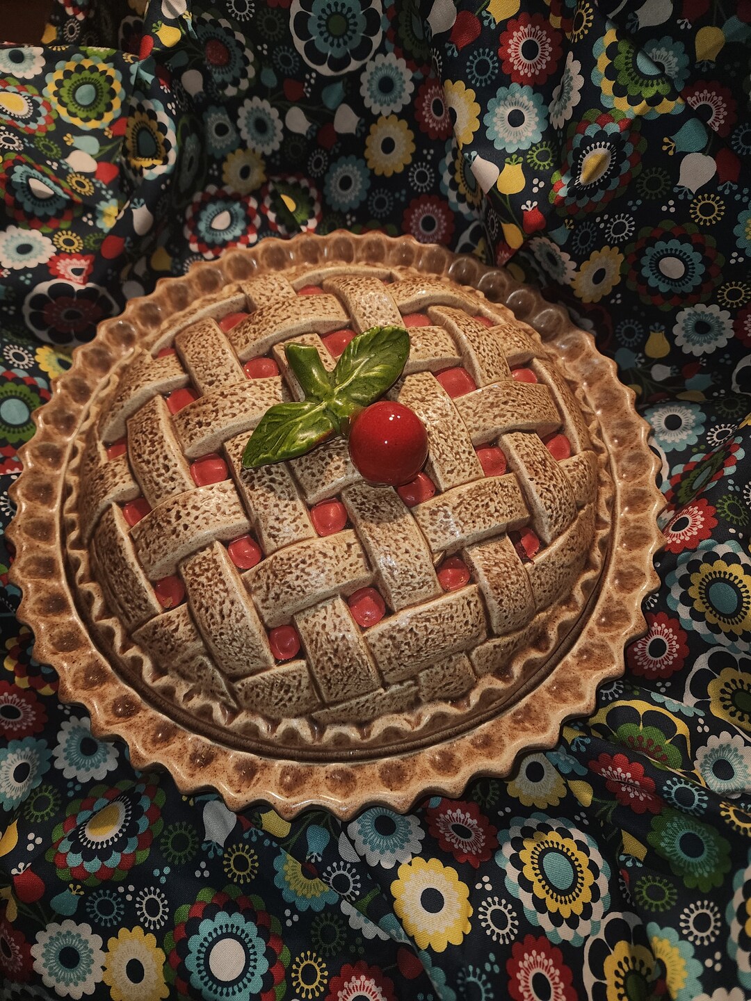 Vintage Cherry Pie Keeper Retro 1990s Farmhouse Whittierware Ceramic ...