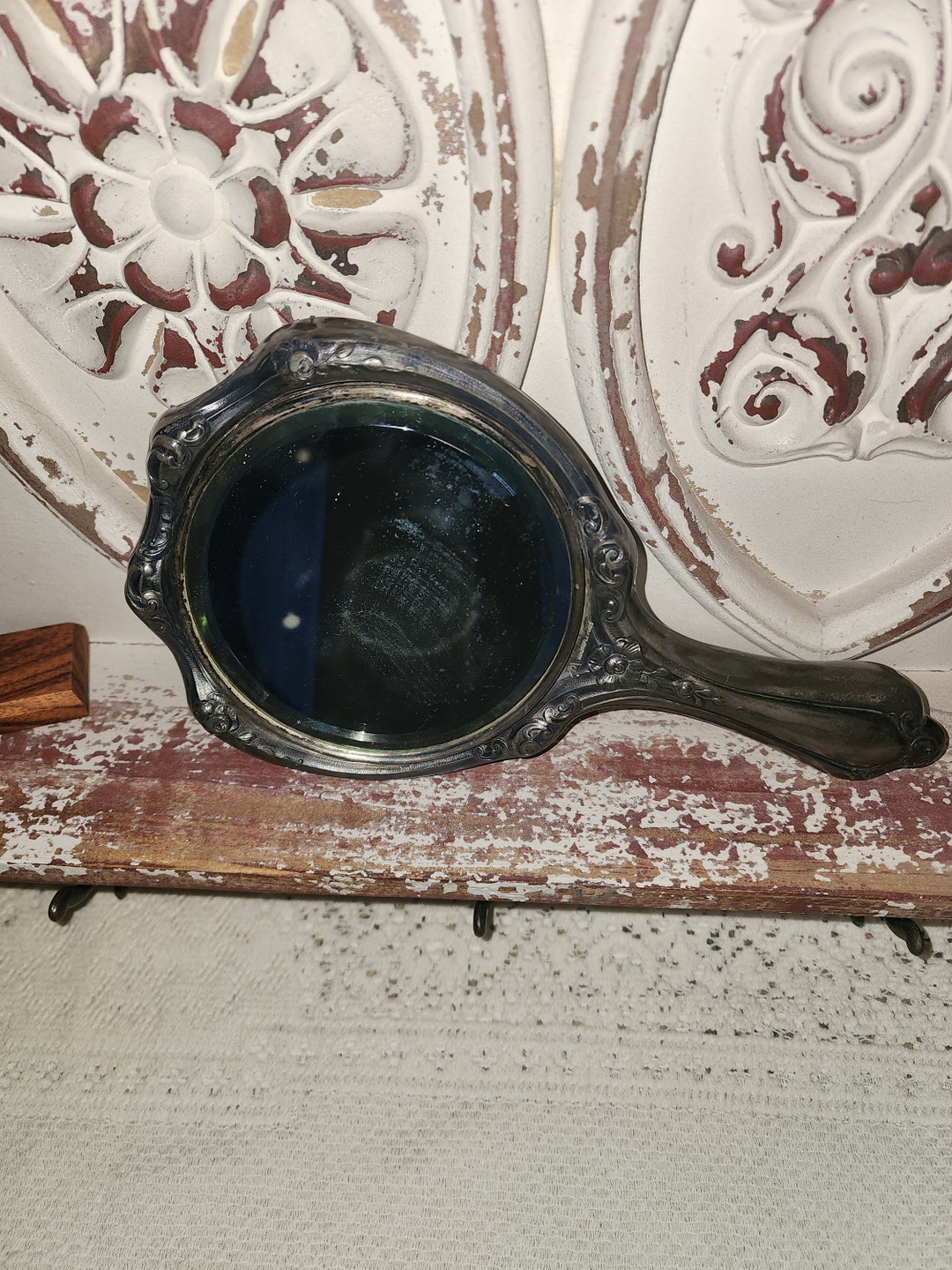 Antique Art Nouveau Silver Plated Repousse Hand Mirror - Etsy