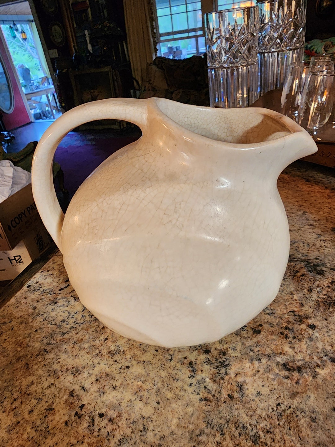 Vintage Round Pitcher Farmhouse Peace With Specs - Etsy