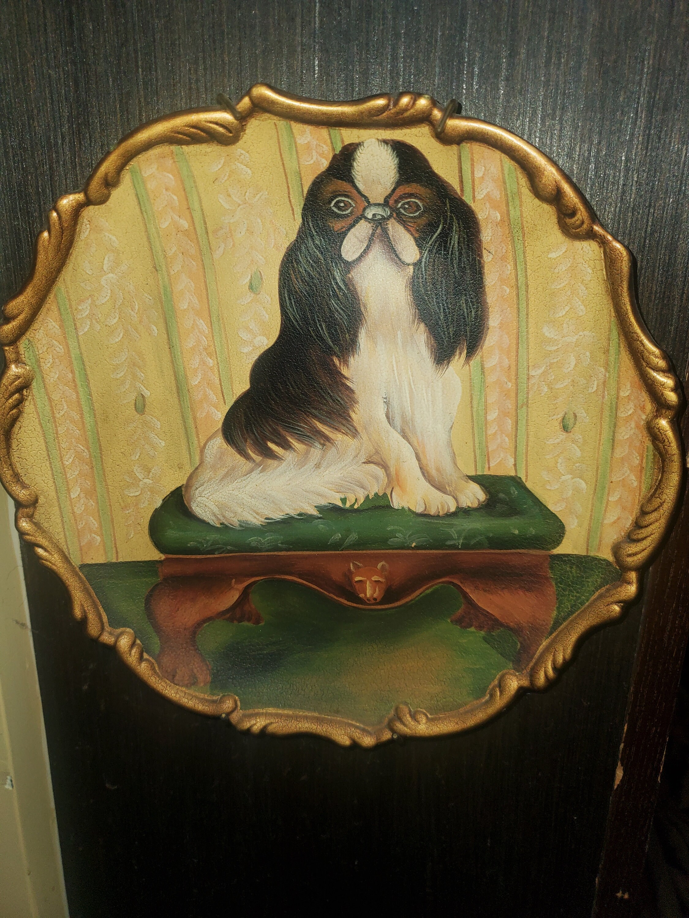 Decorative Papillon Set of 4 Dog Plates by Carol Lew Black White Tan 10 ...