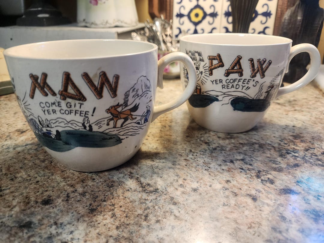 Vintage Hillbilly Maw and Paw Large Coffee Cups Mugs Set of 2 - Etsy