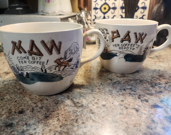 Vintage Hillbilly Maw and Paw Large Coffee Cups Mugs Set of 2 - Etsy