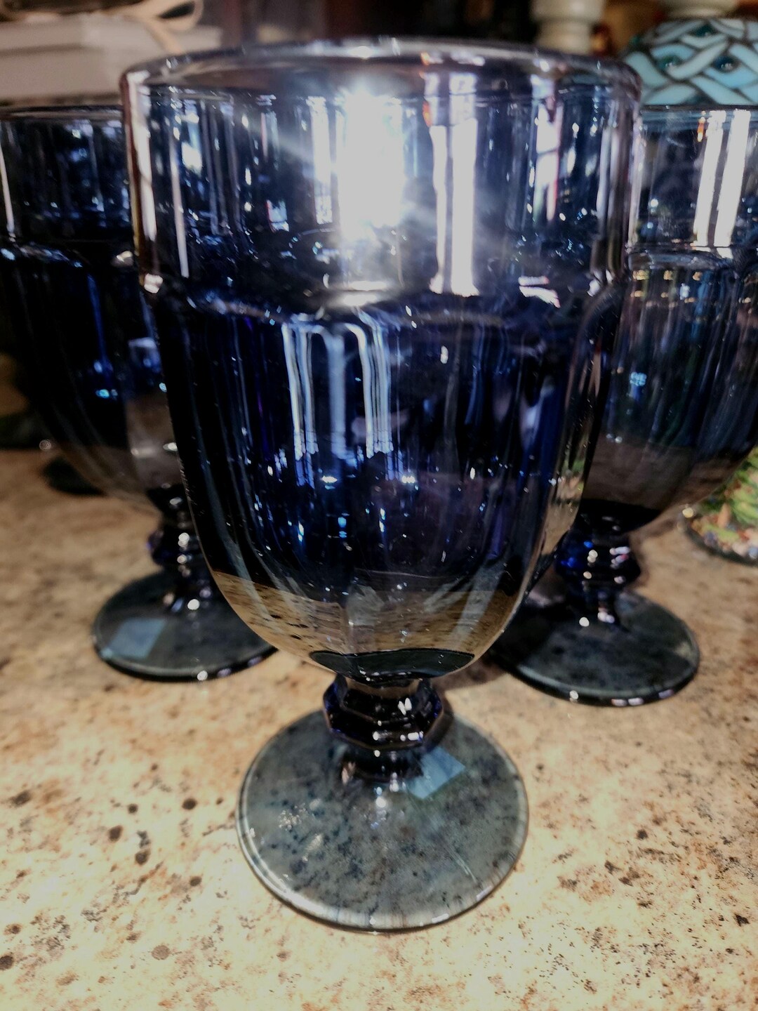4 Vintage Libbey Duratuff Gibralter 16 Oz. Dusky Blue Iced Tea Glasses ...
