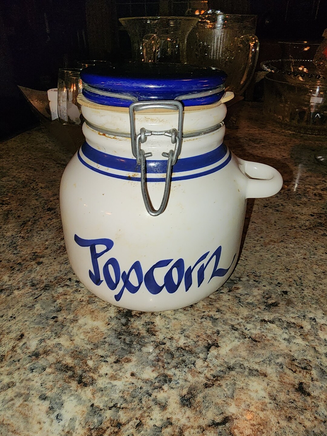 Ceramic Popcorn Canister With Hinged Lid Attached - Etsy