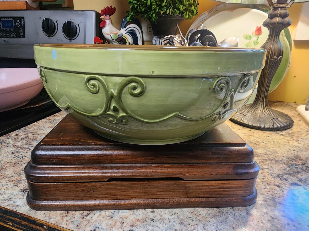 Vintage Designpac Beautiful Large Decorative Bowl Green On-outside ...