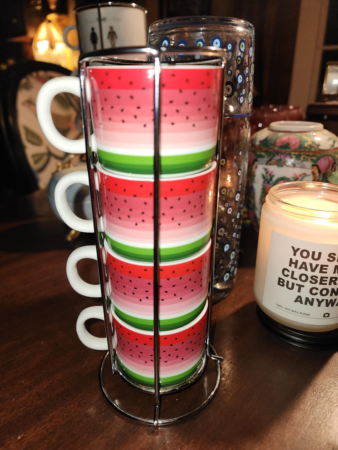 Watermelon Espresso Cup Set With Metal Stand - Coco + Lola - Etsy