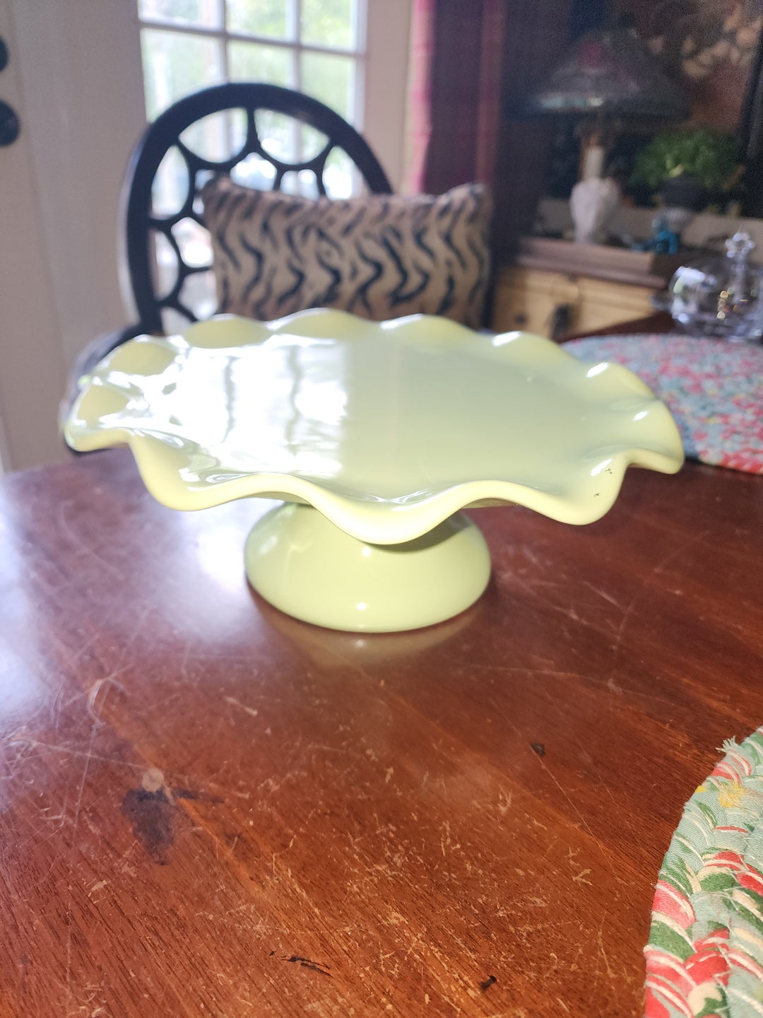 Mikasa Mint Green Cake Plate Stand With Ribbon Edge - Etsy