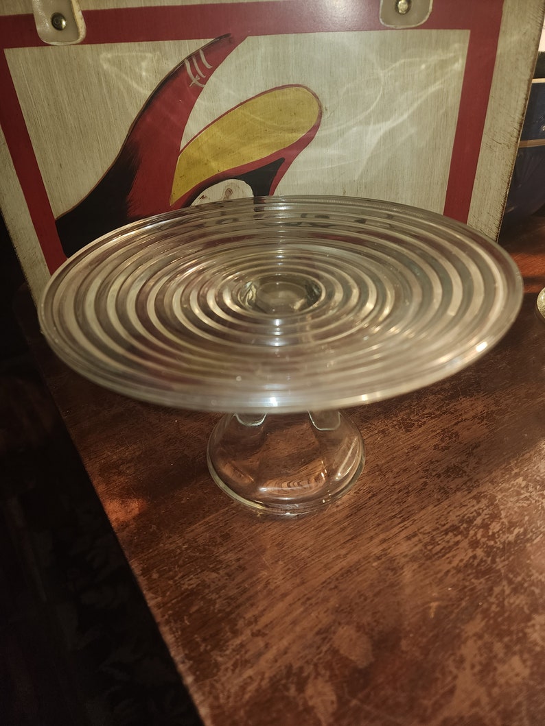 Vintage Cake Plate Anchor Hocking Manhattan Depression Glass Art Deco ...