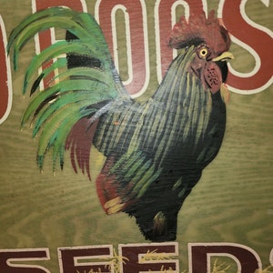 Red Rooster Hand Painted Solid Wood Heavy Hand Painted Sign - Etsy