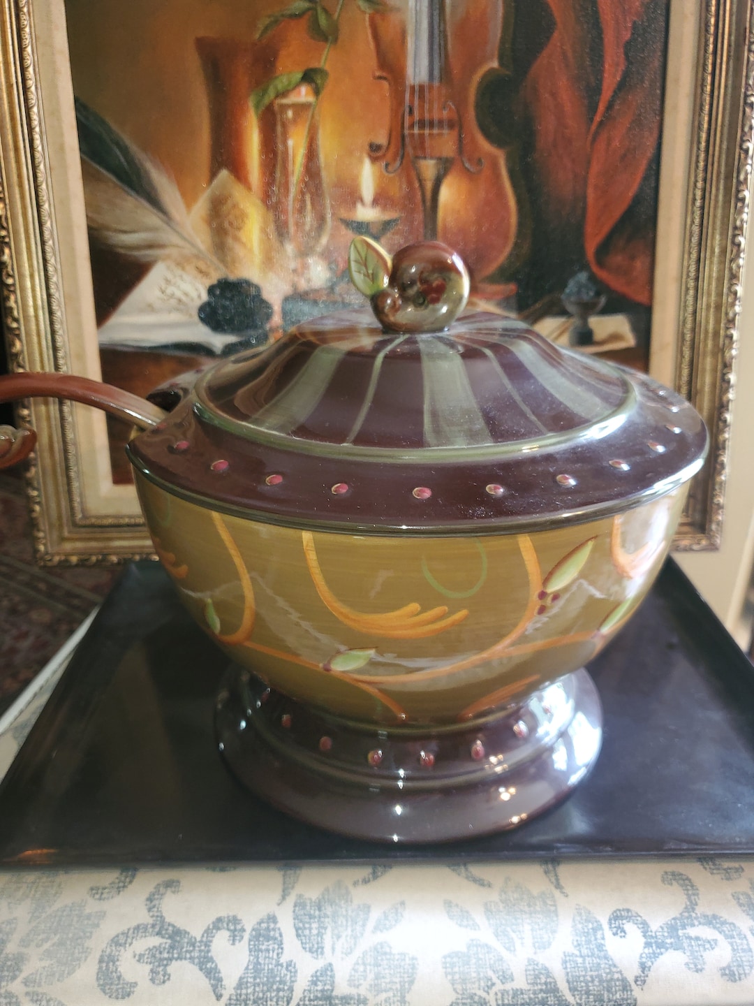 Demdaco Chocolate Berries Large Soup Tureen With Lid and Laddle - Etsy