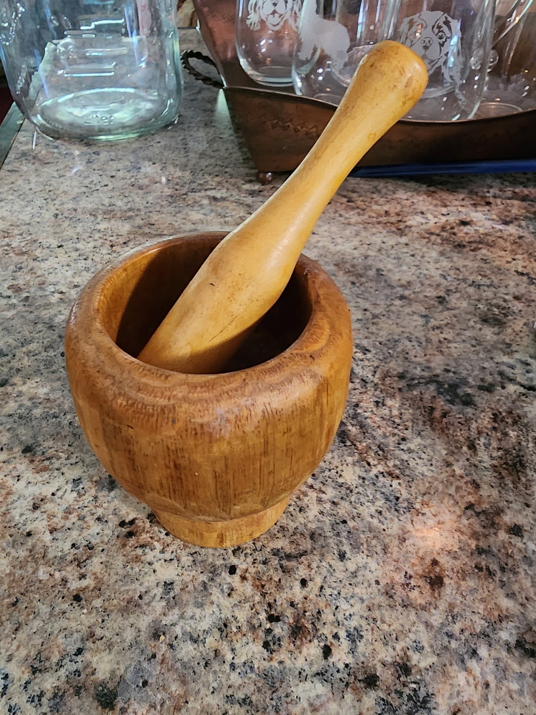 Wood Vintage Pestle and Mortar Farmhouse - Etsy