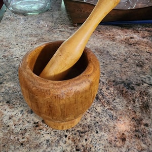 Wood Vintage Pedestal and Mortar Farmhouse - Etsy