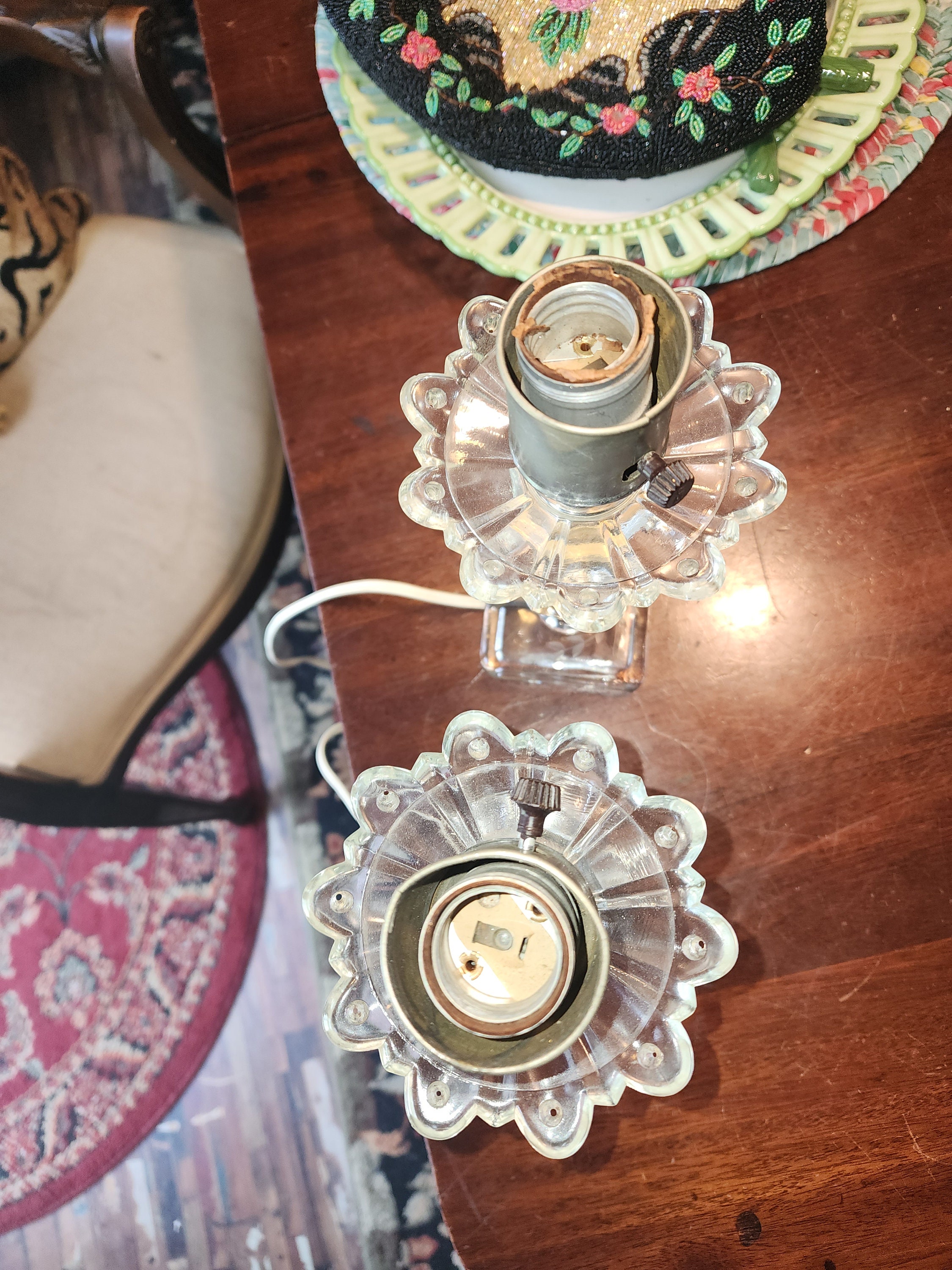 Vintage Clear Glass Boudoir Lamps Set 2 Pair MCM Art Deco - Etsy