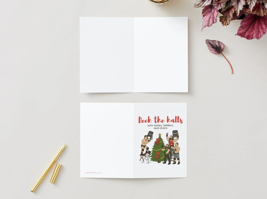 Printable Christmas Card | Wrestling Themed | Deck the Halls | 5' X 7 ...
