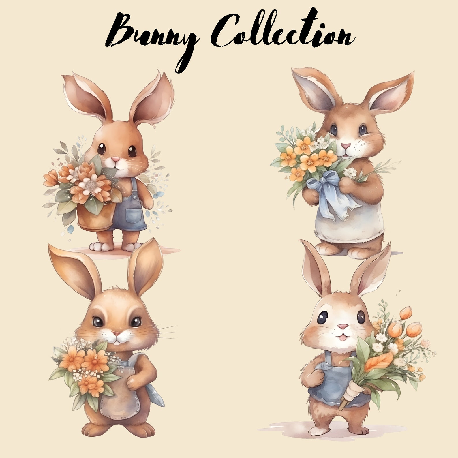 Bunnies Clipart - Nursery Spring Clipart - Children - Cherry Blossom ...