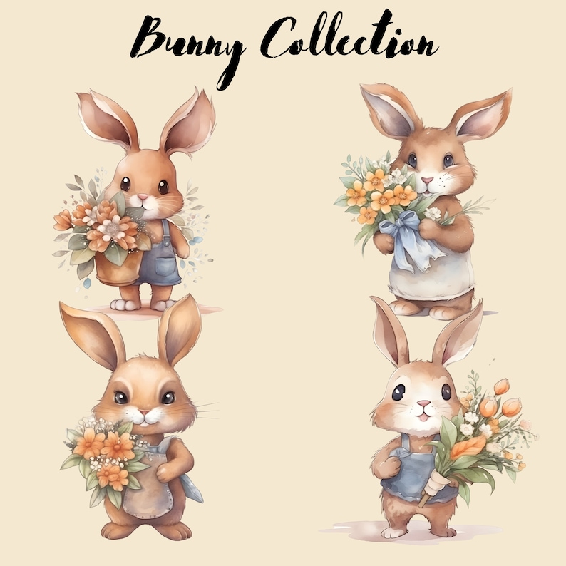 Bunnies Clipart - Nursery Spring Clipart - Children - Cherry Blossom ...