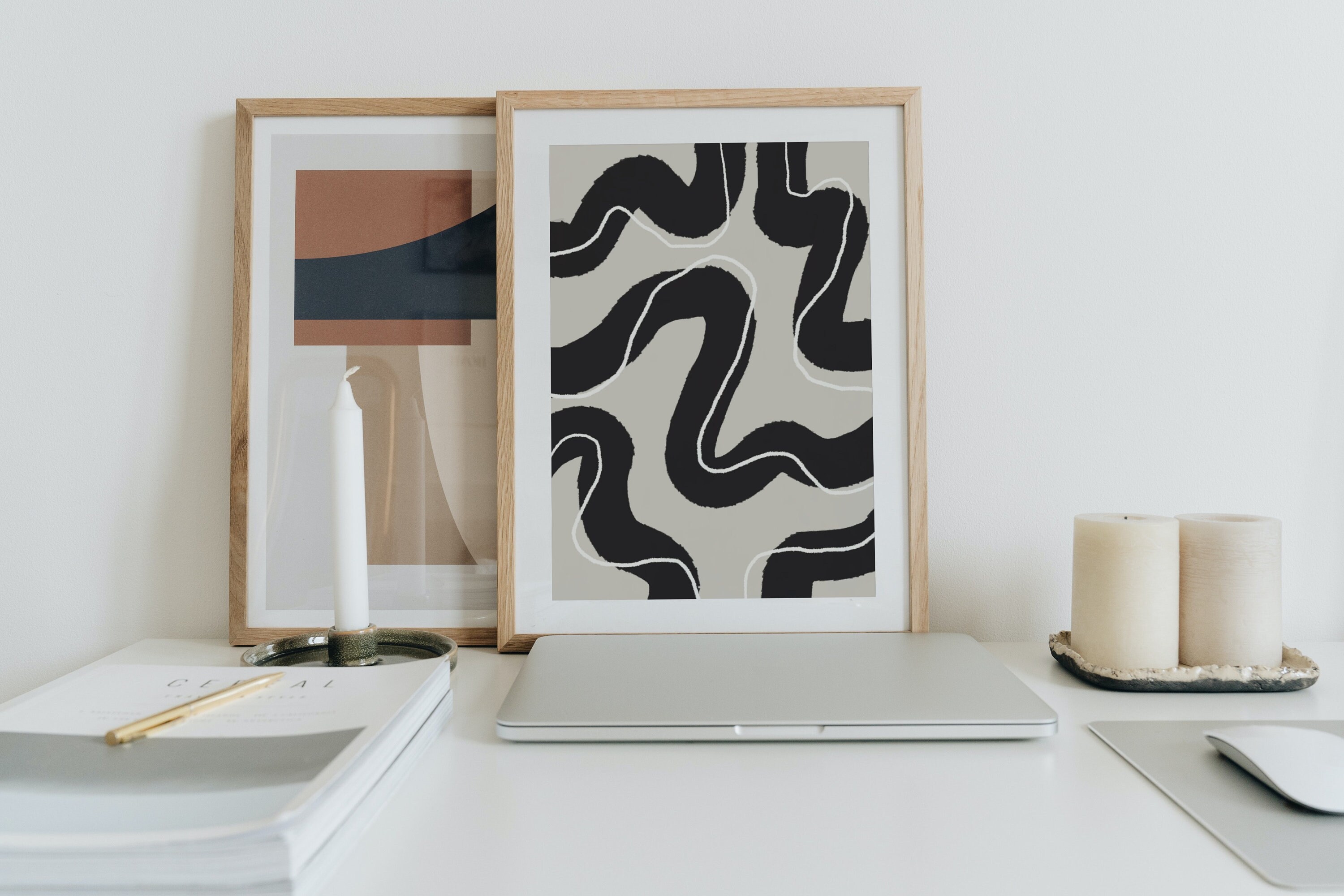 Minimal Prints Neutral Brush Stroke Art Japandi Wall Decor Beige Line ...