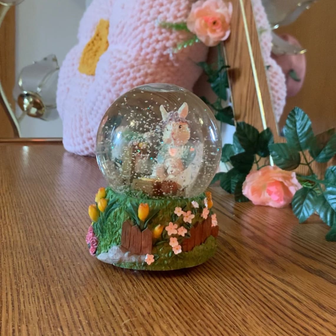 Cottagecore Bunny Snow Globe - Etsy