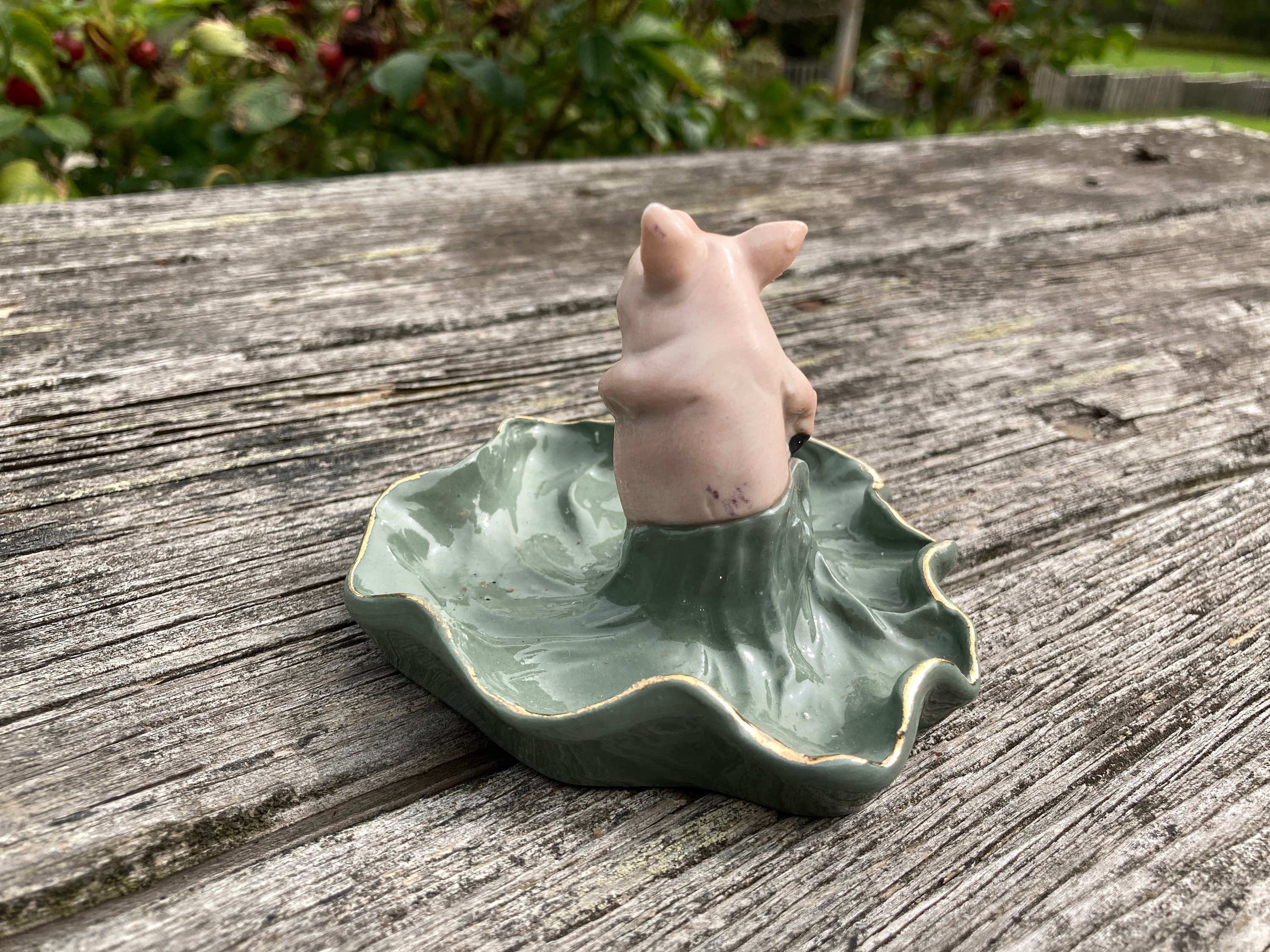 Victorian German Fairing Pig in a Pig Sty Trinket Dish With Gold Trim ...