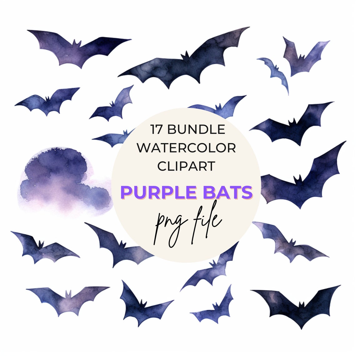 PNG Halloween PNG | Night Bat PNG | Watercolor Clipart | Commercial Use ...