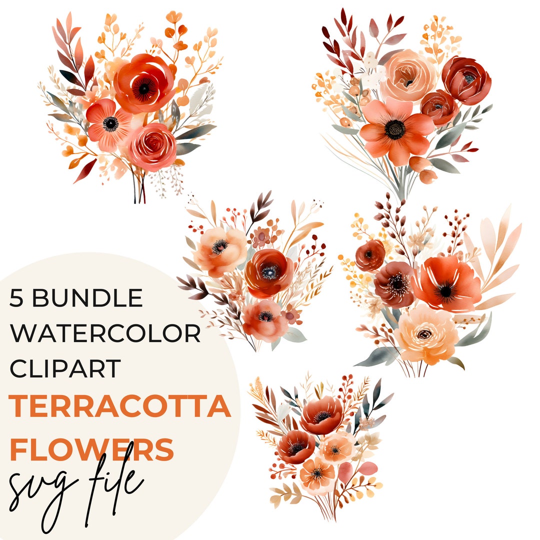 SVG Fall Clipart Autumn Clipart Watercolor Fall Floral Dry Flowers ...