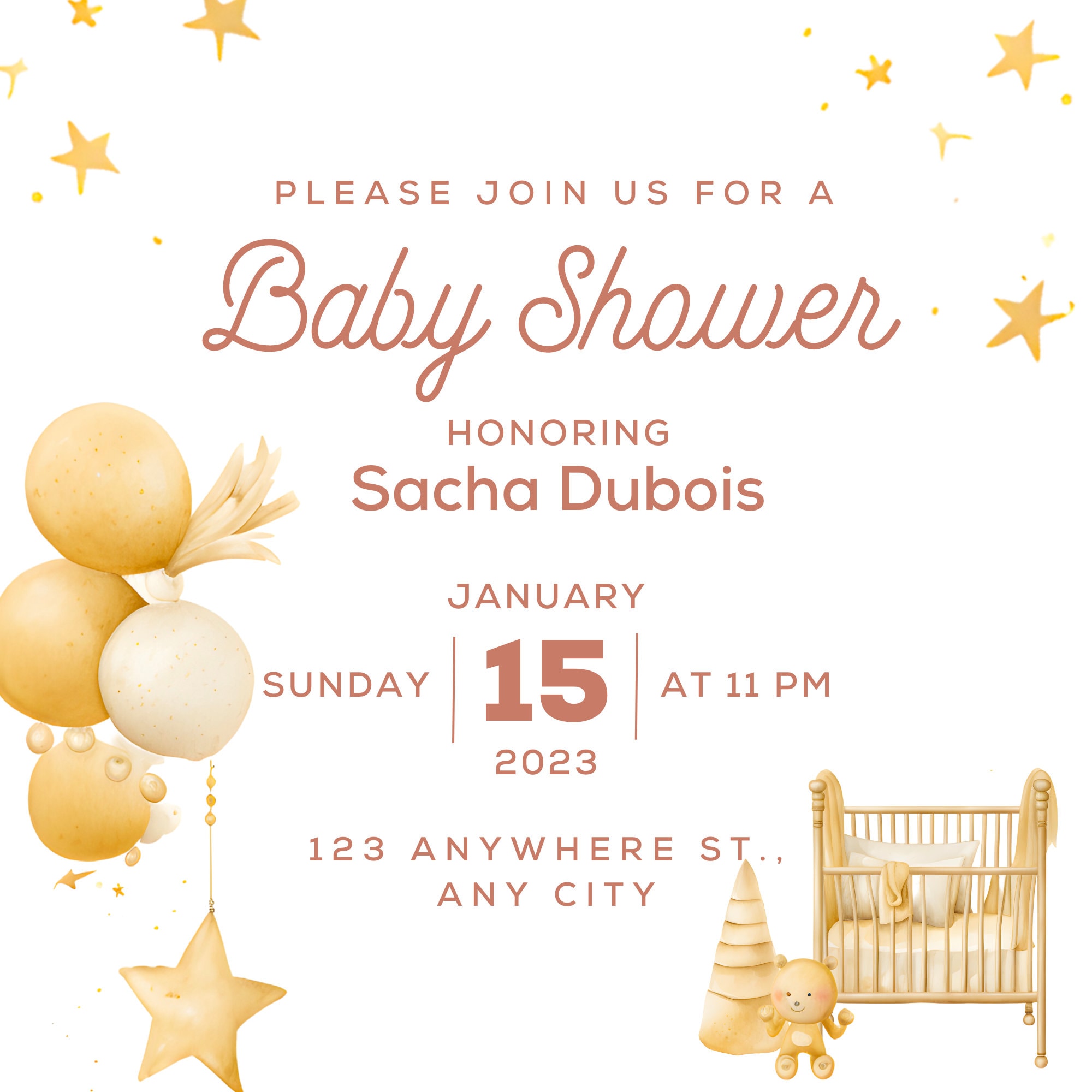 SVG Watercolor Gold Baby Shower Clipart Bundle of 19 Digital - Etsy