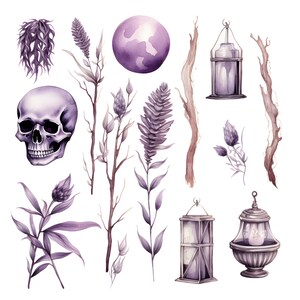 SVG Watercolor Halloween Clipart Bundle of 50 Pumpkin, Witch Hat ...