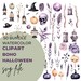 SVG Watercolor Halloween Clipart Bundle of 50 Pumpkin, Witch Hat ...