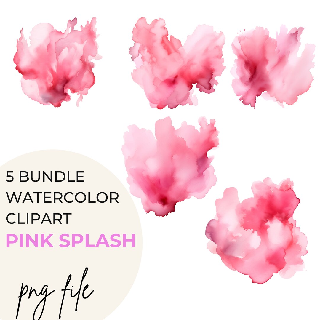 PNG Watercolor Splotch Pink Clipart Bundle of 5 Digital Download PNG ...