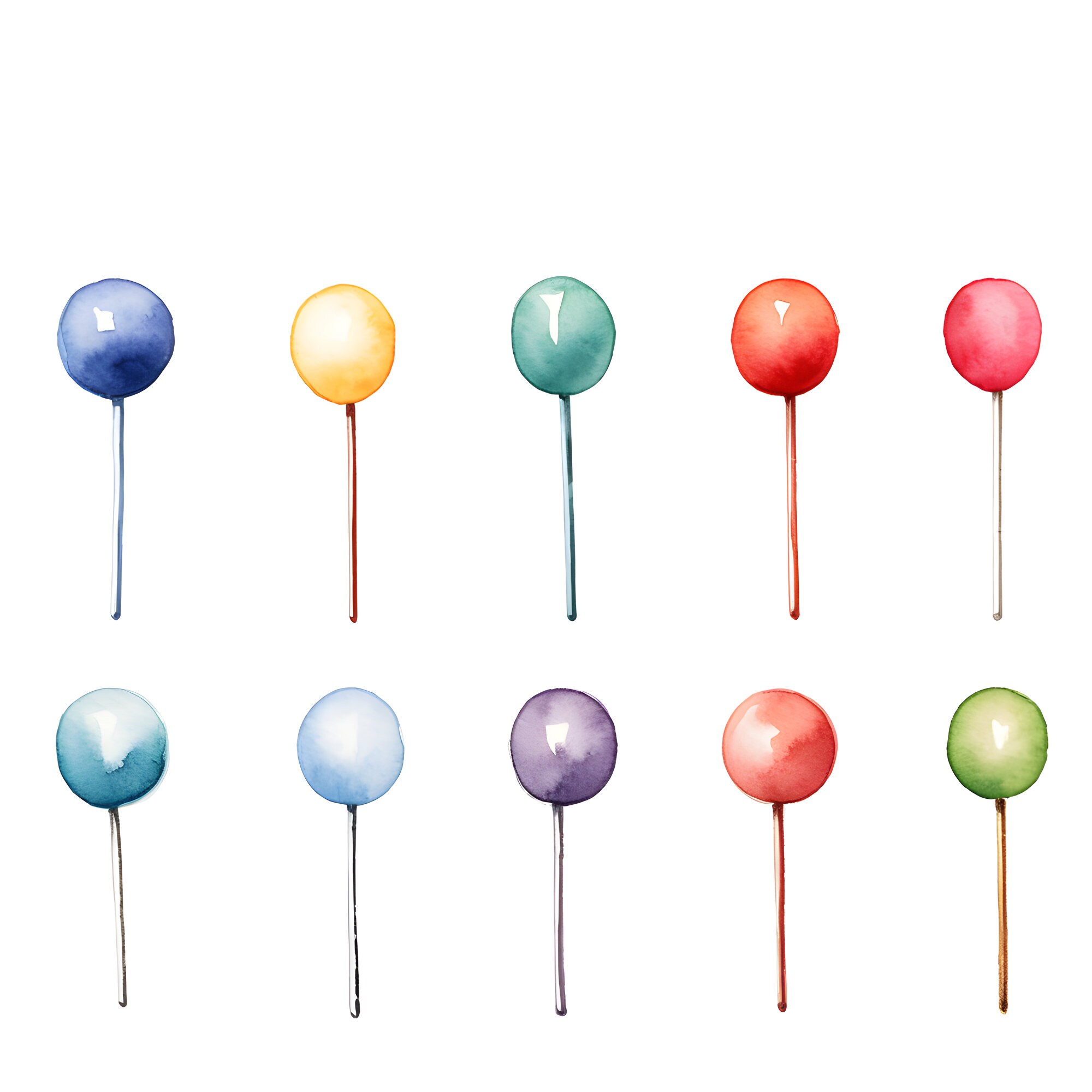 SVG Watercolor Clipart Bundle of 10 Push Pins Back to School, Teacher ...