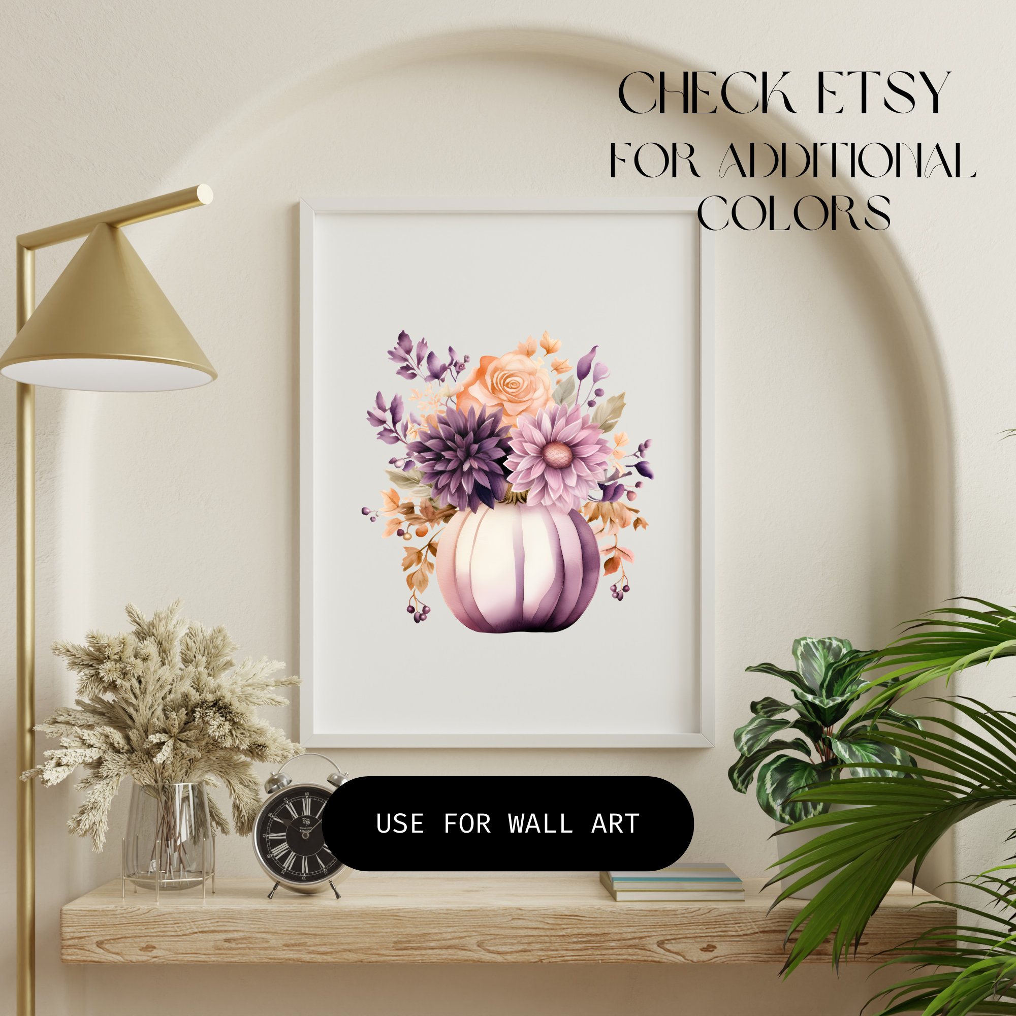 PNG Watercolor Halloween Fall Pumpkin Flowers Clipart Bundle of 6 ...