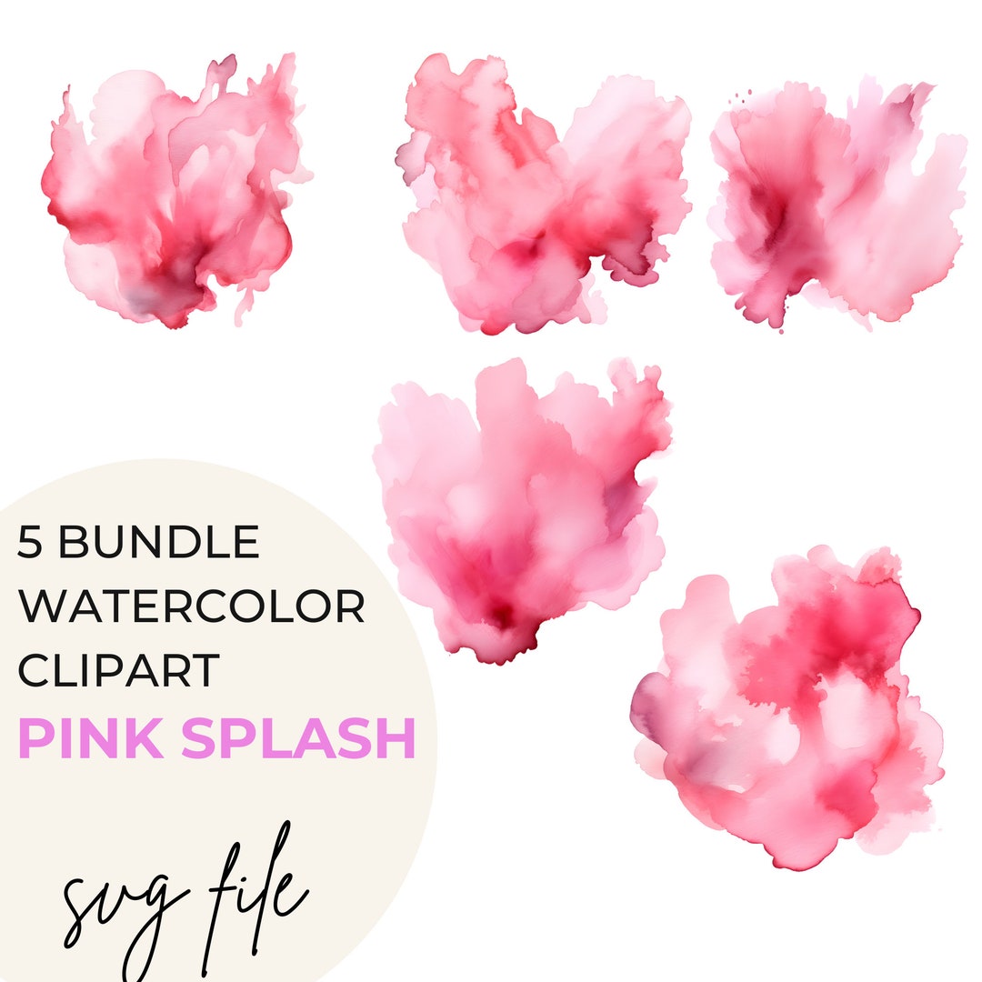 SVG Watercolor Splotch Pink Clipart Bundle of 5 Digital Download SVG ...