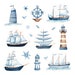SVG Watercolor Nautical Ocean Clipart Bundle of 17 Digital - Etsy