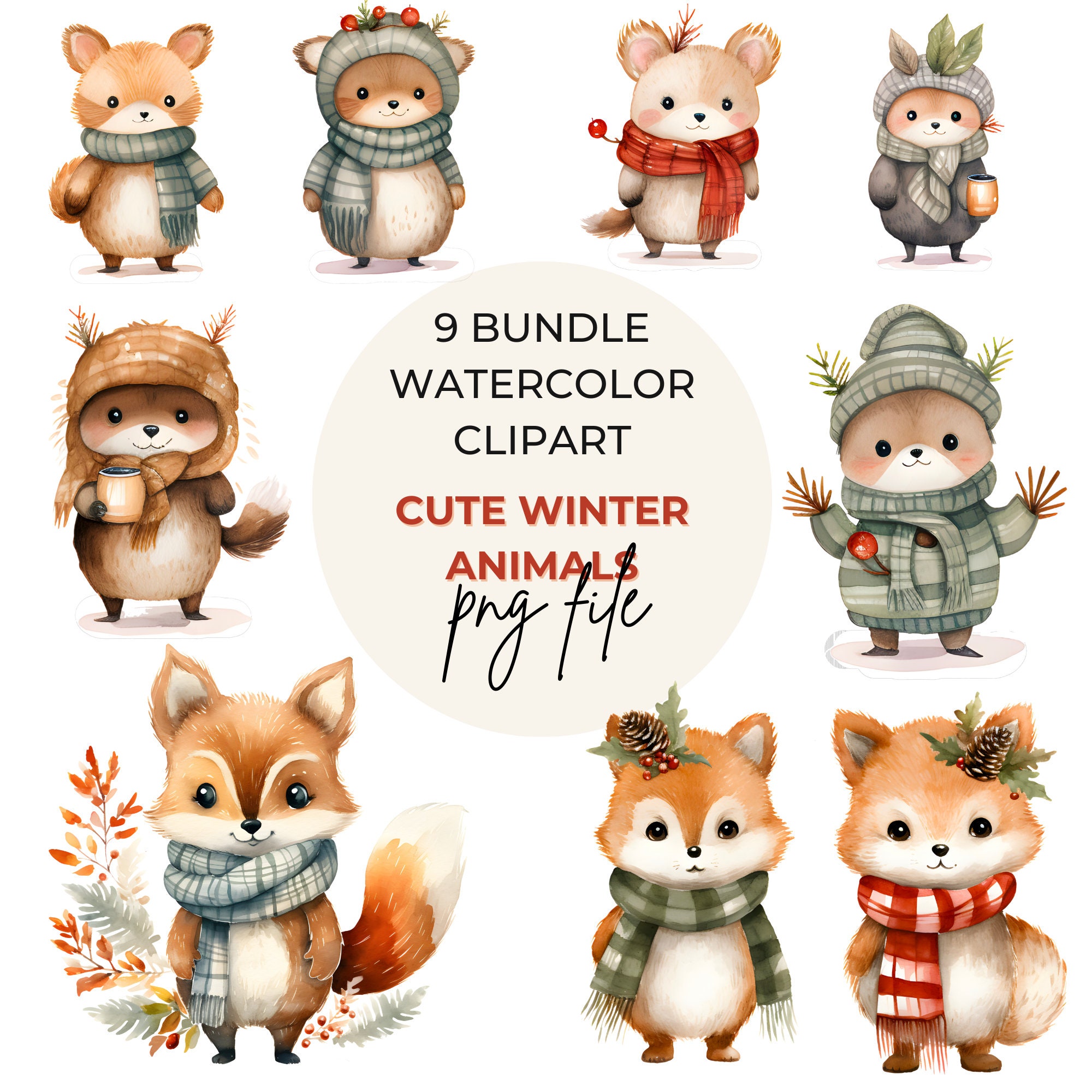 PNG Commercial Use Winter Clipart Christmas Woodland - Etsy