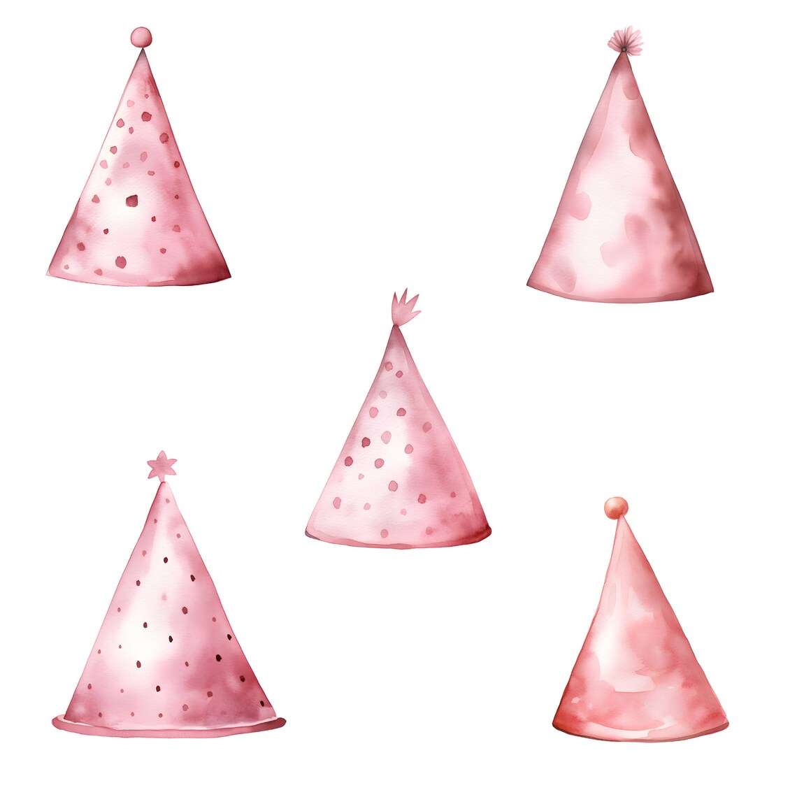 SVG Watercolor Birthday Party Hat Clipart Bundle of 5 Digital Download ...