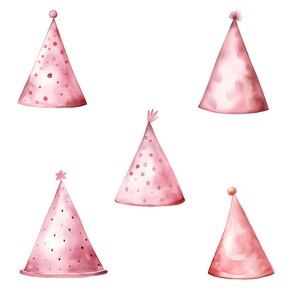 SVG Watercolor Birthday Party Hat Clipart Bundle of 5 Digital Download ...