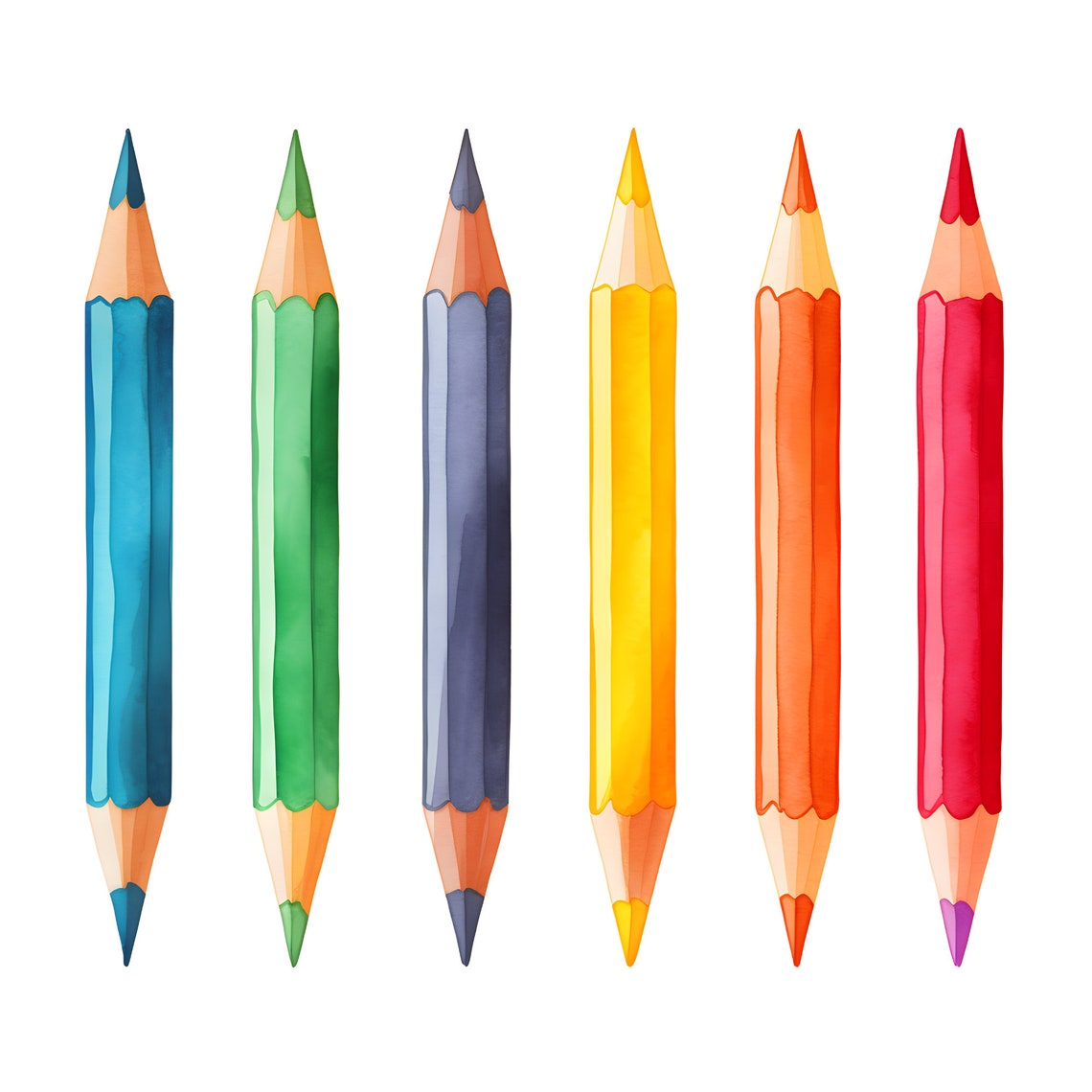 PNG Watercolor Clipart Bundle of 6 Back to School, Teacher, Transparent ...