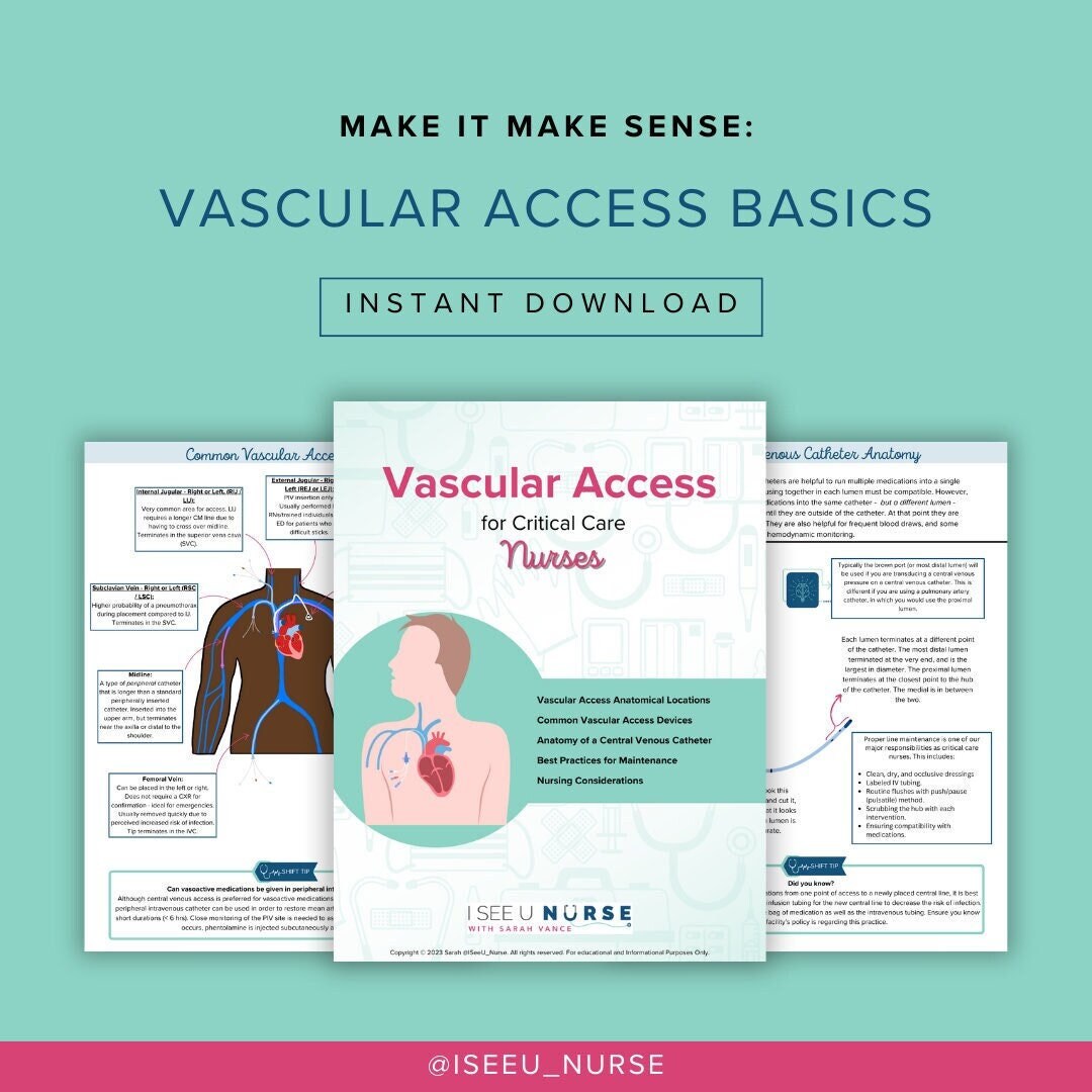 Common Vascular Access Resource for Nurses - Etsy