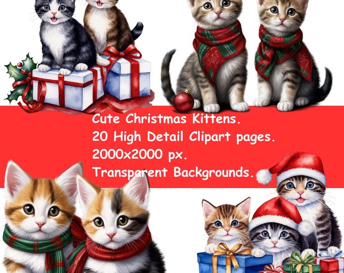 10 PNG Winter Cat Tree Clipart – Cute Kittens PNG – Christmas Cat ...
