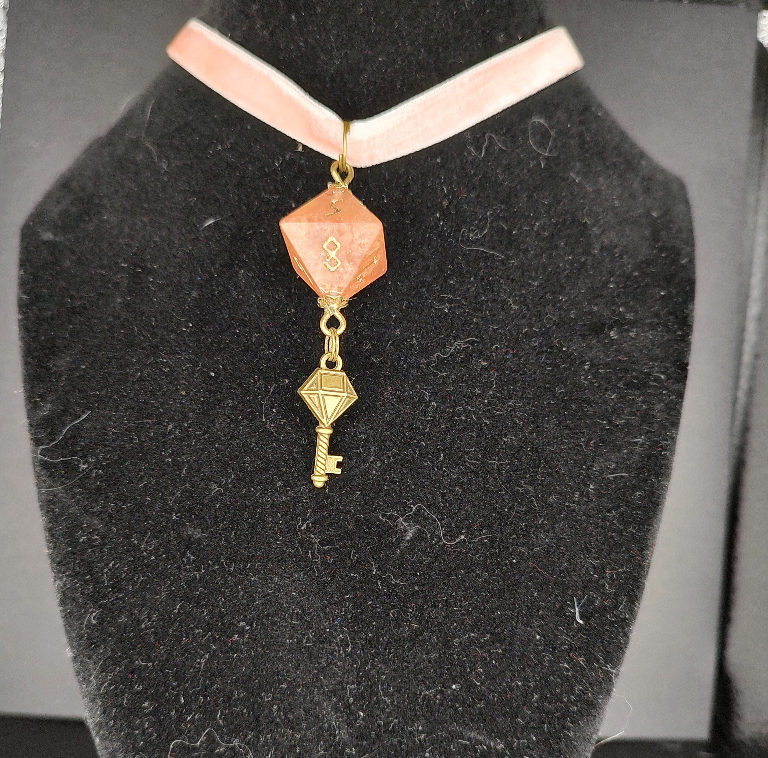Peachy Pink D8 and Key Choker - Etsy