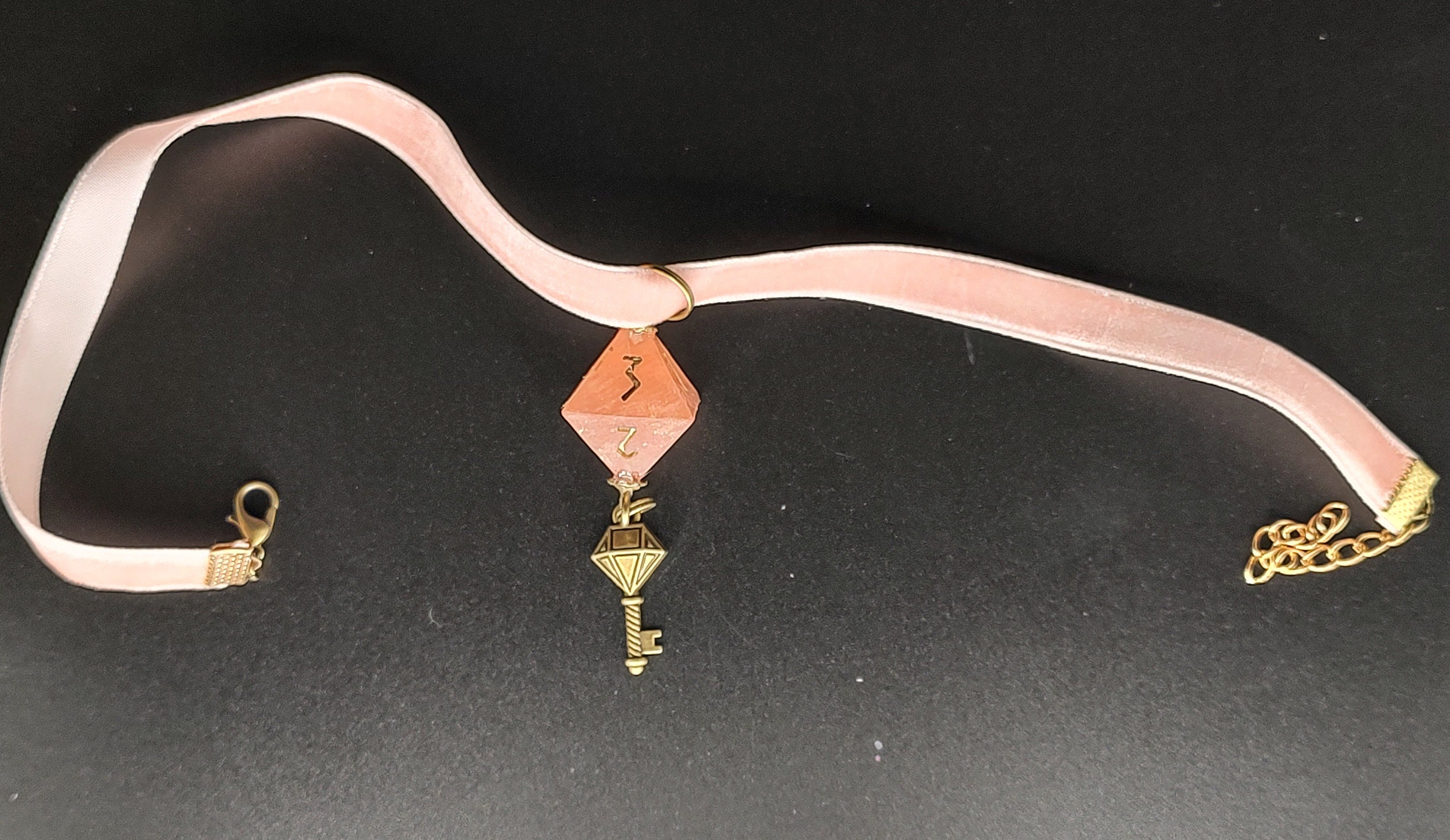 Peachy Pink D8 and Key Choker - Etsy