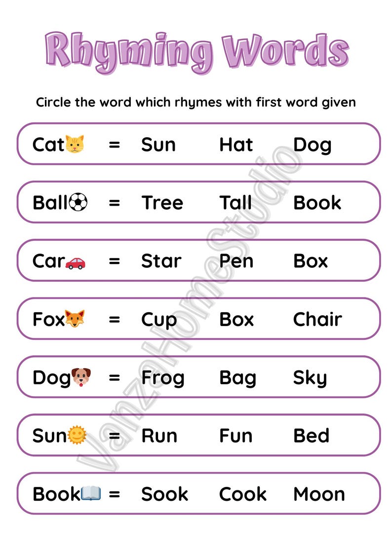 Preschool Kindergarten Activity Pack: Rhyming Words, Numbers, Shapes ...